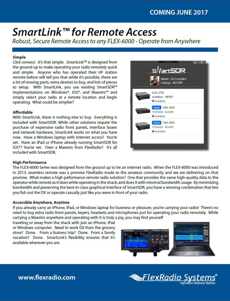 FlexRadio komt met Smartlink in V2.0 | HamDigitaal.nl