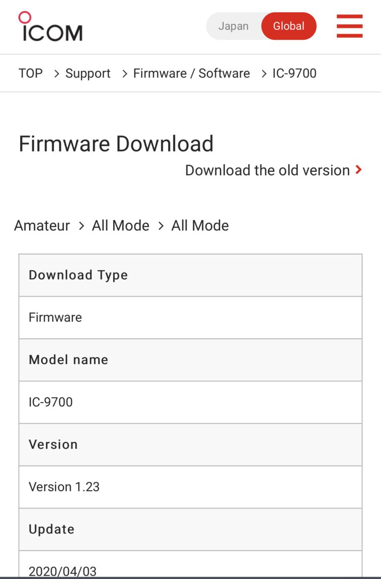 ICOM IC-9700 firmware update v1.23 - HamDigitaal.nl