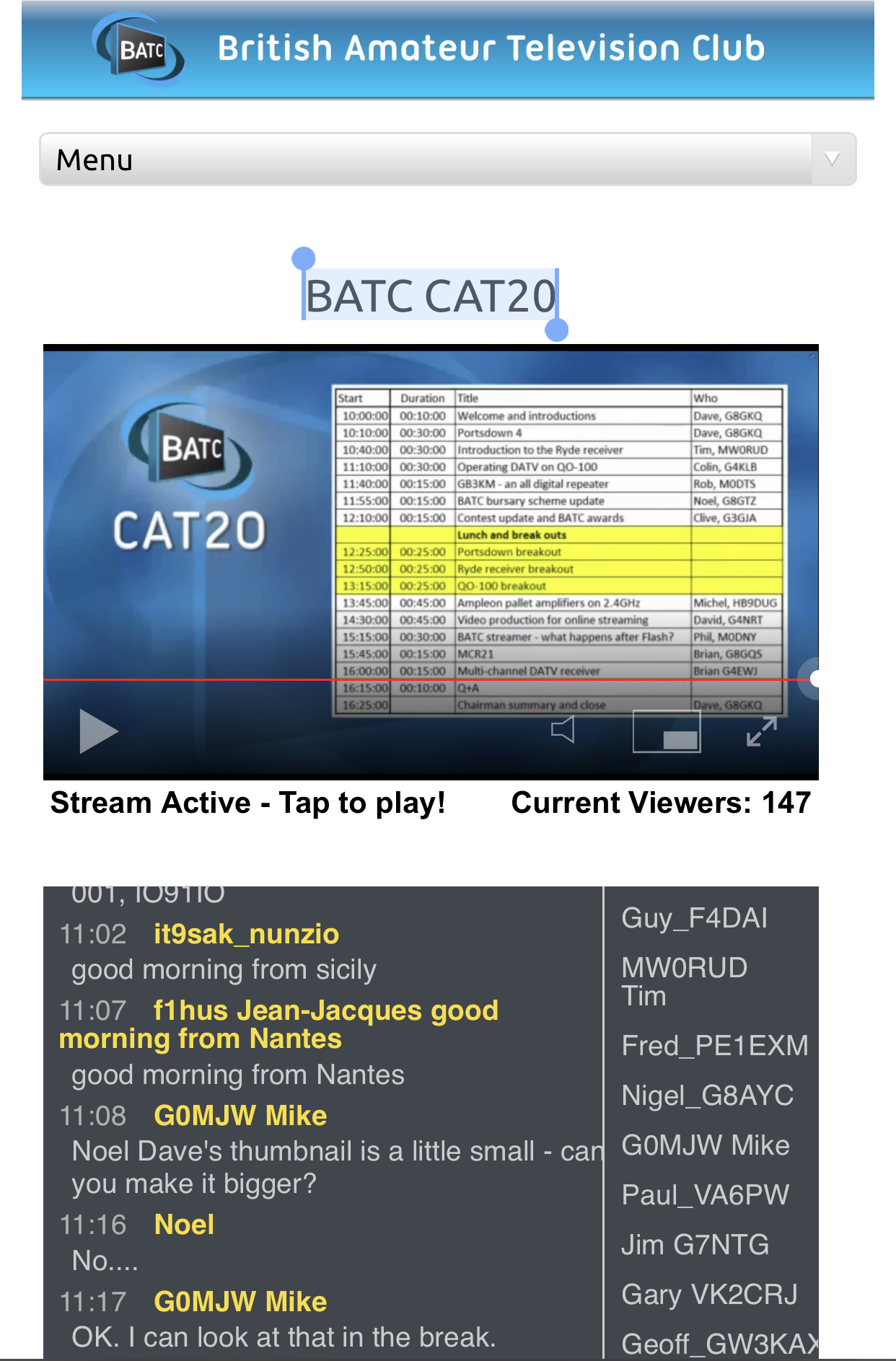 BATC CAT20 Nu Live! | HamDigitaal.nl
